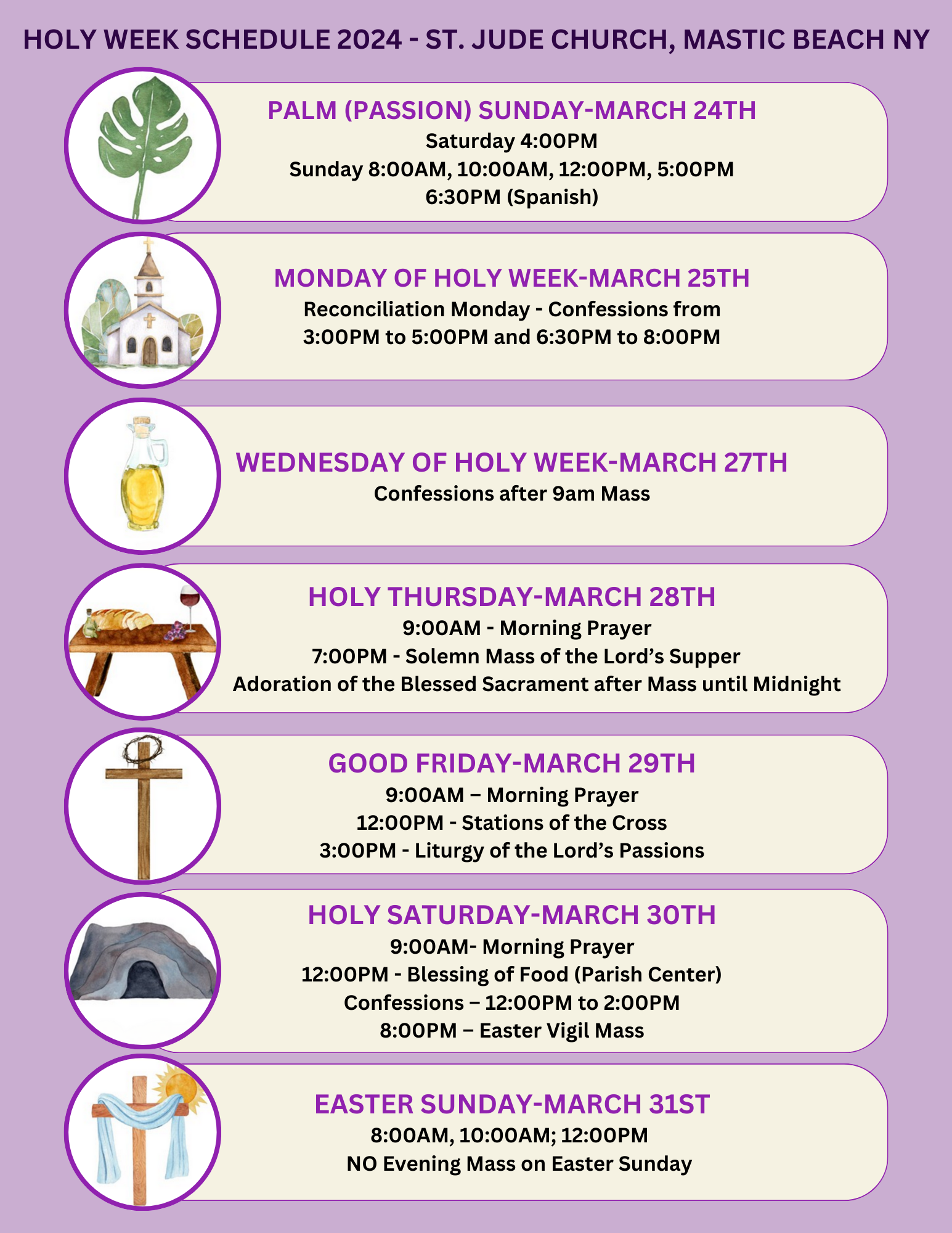 HOLY WEEK SCHEDULE 2024 - St. Jude R.C. Church